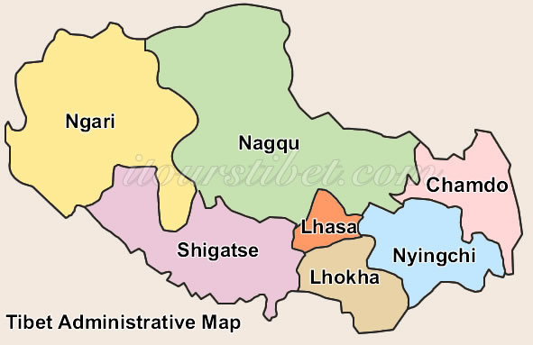 Tibet Administrative Map-TIBETHOLIDAY.COM