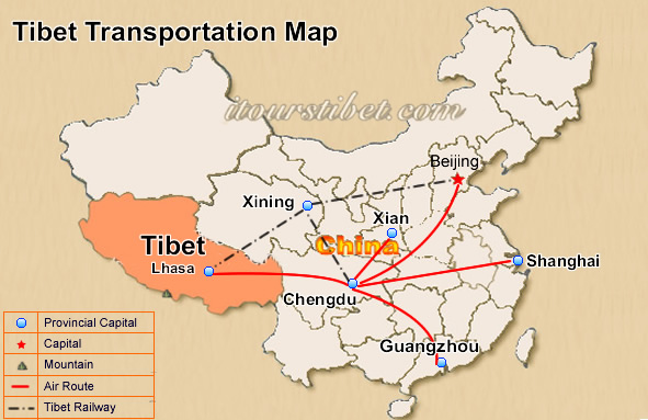 Tibet Transportation Map-TIBETHOLIDAY.COM